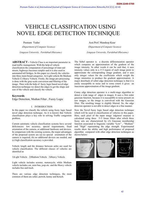 Pdf Vehicle Classification Using Novel Edge Detection Technique