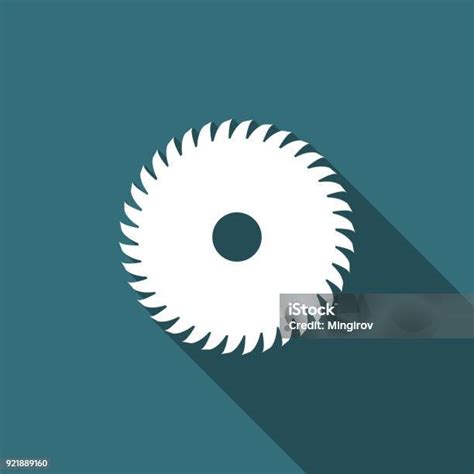 圓鋸刀片圖示與長陰影隔離鋸輪平面設計向量插圖向量圖形及更多一個物體圖片 一個物體 不銹鋼 刀刃 Istock