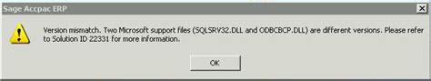 mpecs inc blog sage accpac erp version mismatch error refer to