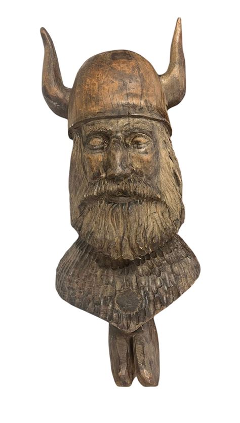 Giant Old Carved Wood Viking Head Ships Figurehead Auction