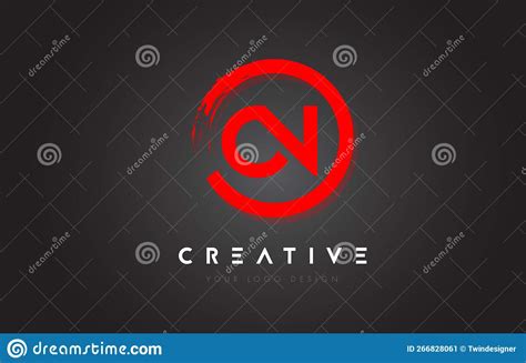 Red On Circular Letter Logo With Circle Brush Design And Black Background Stock Vector