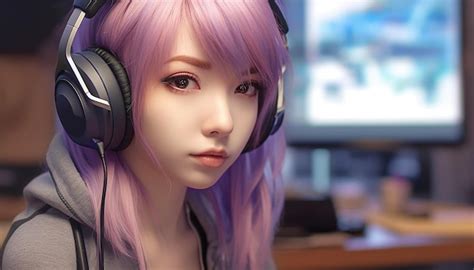 Premium Ai Image Female Streamer Dressed As Japanese Animehappy Gamer