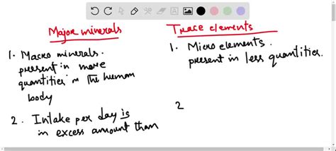 Distinguish Between Major Minerals And Trace Elements Numerade