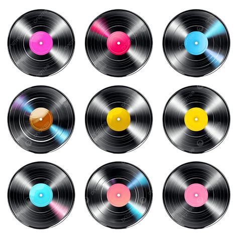Una Vibrante Variedad De Discos De Vinilo De Colores Exhibidos Juntos