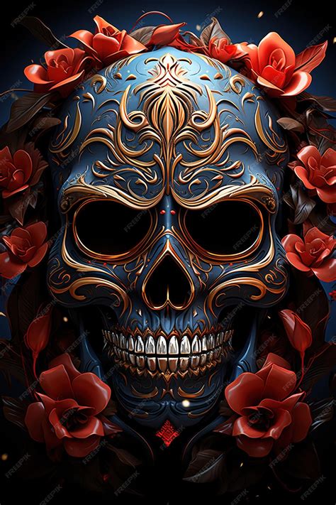 Premium Photo Illustration Of A Skull Or Human Cranium With Colorful