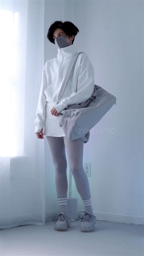 Simple White Cybercore Outfit Future Athleisure Fashion Pastel