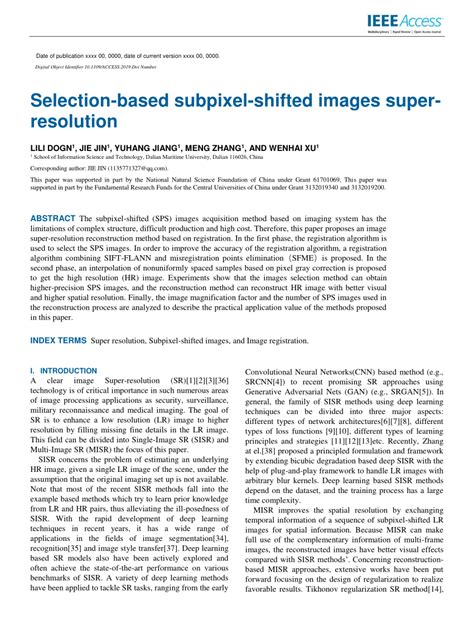 Pdf Selection Based Subpixel Shifted Images Super Resolution
