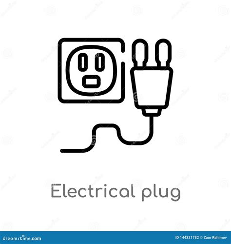 Outline Electrical Plug Vector Icon Isolated Black Simple Line Element Illustration From