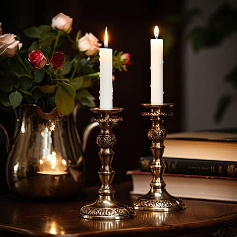 Premium Ai Image Antique Brass Candlestick Holder