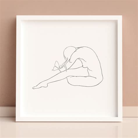 Female Form Line Art Woman Line Art Nude Illustration Etsy