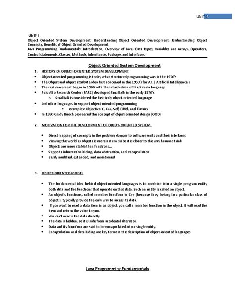 Unit 1 Part 1 Object Oriented System Development Understanding Object Oriented Development
