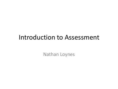 Introduction To Assessment