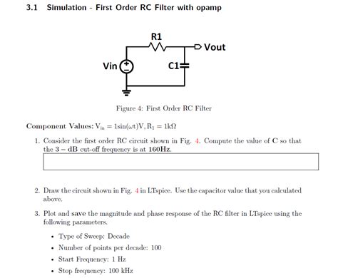 solved 3 1 simulation first order rc filter with opamp