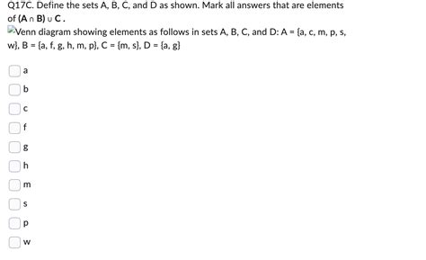 Solved Q17c ﻿define The Sets A ﻿b ﻿c ﻿and D As Shown