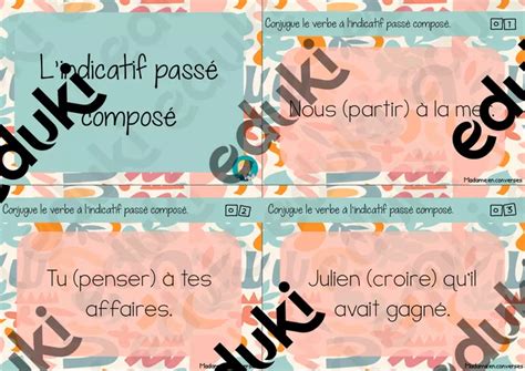 Lindicatif Passé Composé Cartes à Tâches Ressource Pédagogique