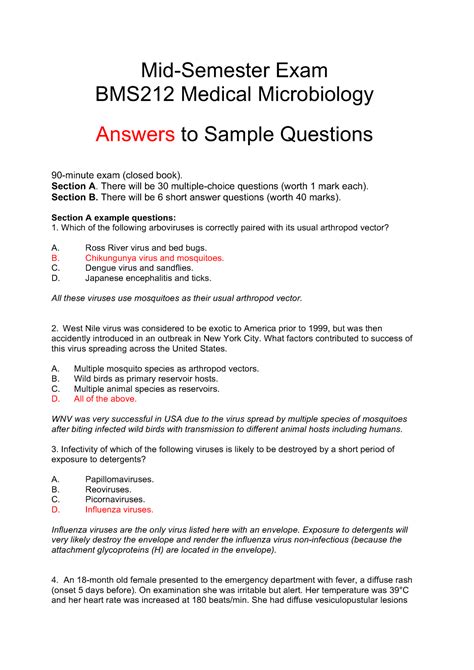 Midterm Exam April Questions And Answers Mid Semester Exam BMS Medical