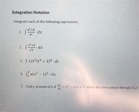 Solved Integration Notation Integrate Each Of The Following