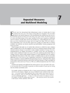 Repeated Measures And Multilevel Modeling Repeated Measures And