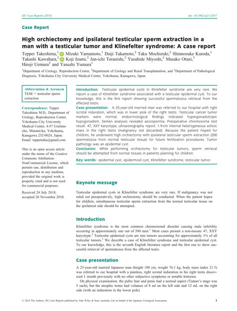 Pdf High Orchiectomy And Ipsilateral Testicular Sperm Extraction In A