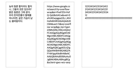 css 줄바꿈 스타일 word break overflow wrap