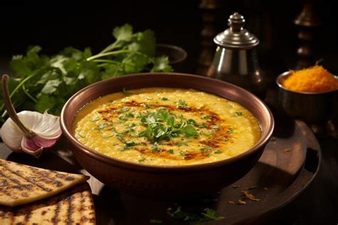 Classic Plate Tempting Dal Tadka Premium Ai Generated Image