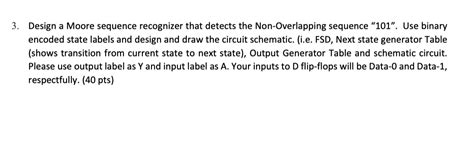 Solved 3 Design A Moore Sequence Recognizer That Detects