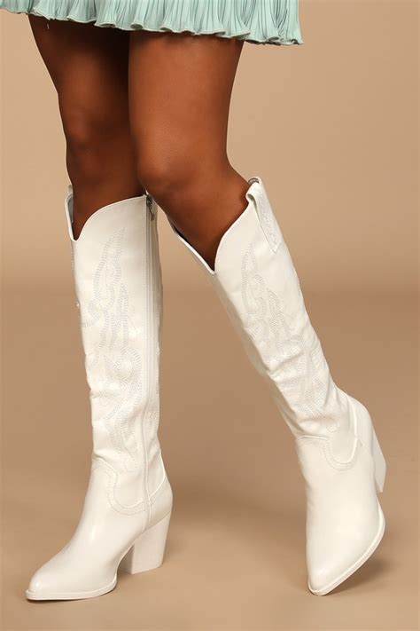 White Knee High Boots Philipshigh Co Uk