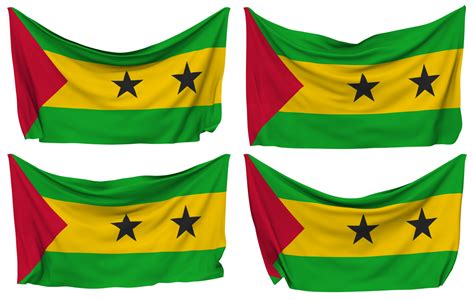Sao Tome And Principe Pinned Flag From Corners Isolated With Different