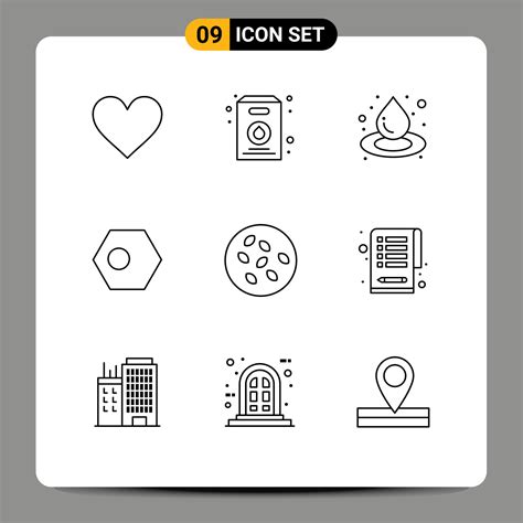 Set Of 9 Modern Ui Icons Symbols Signs For Sesame Seeds Seeds Liquid