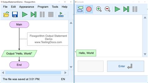 flowgorithm output statement testingdocs