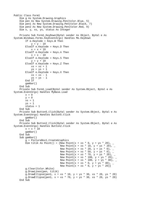 Visual Basic Movement And Drawing Code Pdf Computer Programming