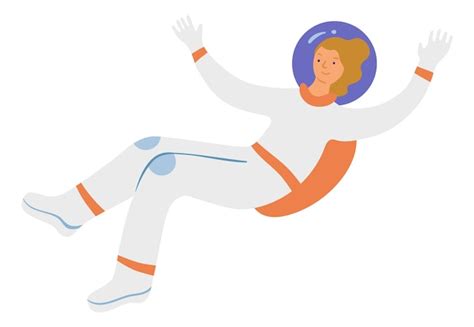 Premium Vector Female Astronaut Flying In Space Floating Spacewoman
