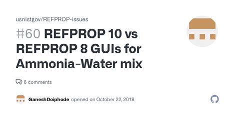 REFPROP 10 Vs REFPROP 8 GUIs For Ammonia Water Mix Issue 60