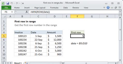 First Row Number In Range Excel Formula Exceljet