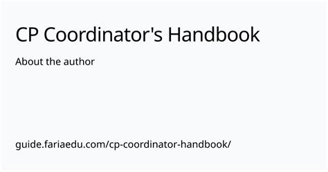 About The Author Cp Coordinators Handbook