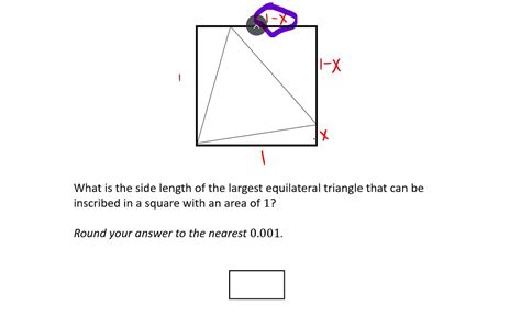 Side Of Largest Equilateral Triangle In A Square Of Area 1 Gre Quant Problem Solving Greg