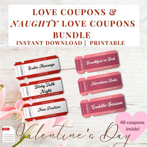 Printable Clean And Naughty Love Coupons Bundle Valentines Day