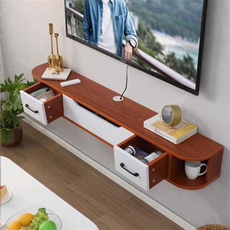 ZY XSP Meuble Tv Mural Flottant Étagère E ois Flottant Télévision Support Mural Media Console