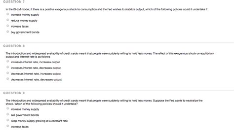 Solved QUESTION 7 In The IS LM Model If There Is A Positive Chegg Com