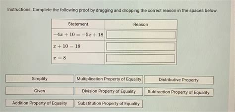 Solved Instructions Complete The Following Proof By Dragging And