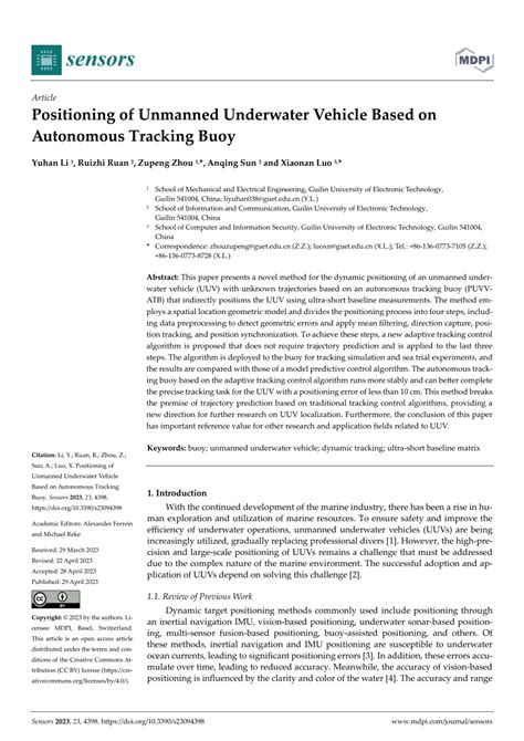 pdf positioning of unmanned underwater vehicle based on autonomous