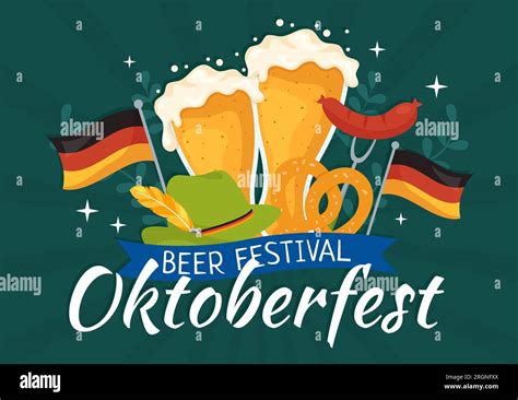 Happy Oktoberfest Party Festival Vector Illustration With Beer Sausage