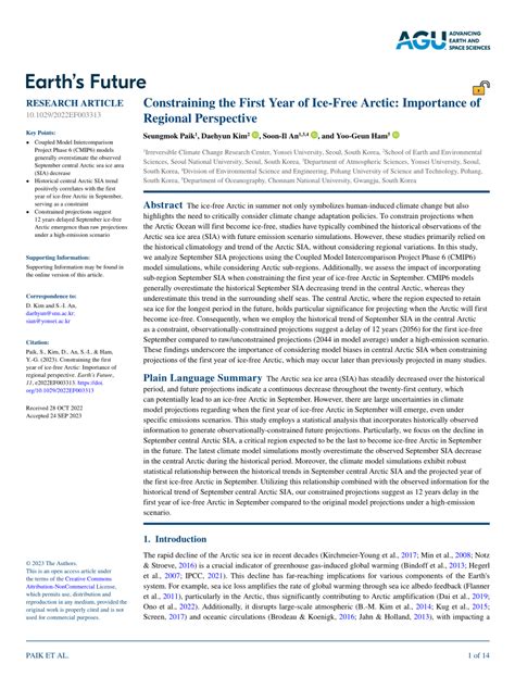 Pdf Constraining The First Year Of Ice‐free Arctic Importance Of Regional Perspective