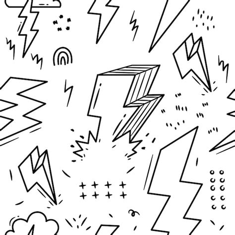 Premium Vector Thunderbolt Doodle Seamless Pattern