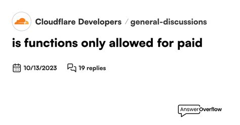 Is Functions Only Allowed For Paid Cloudflare Developers
