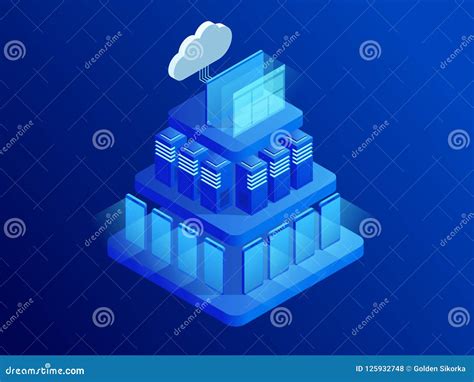 Isometric Cloud Technologies Networking Concept Web Cloud Technology Business Internet Data