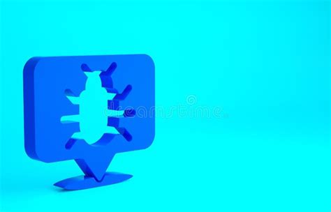 Blue System Bug Concept Icon Isolated On Blue Background Code Bug