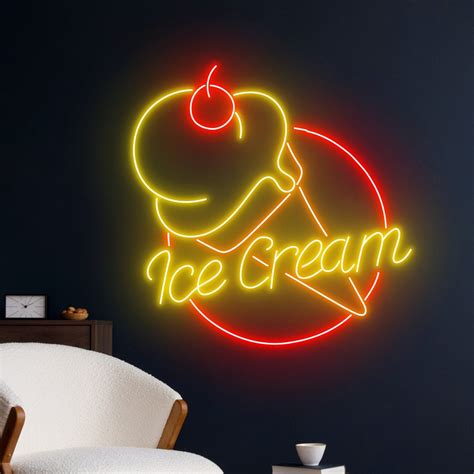 Ice Cream Neon Sign Ice Cream Neon Light Ice Cream Cone Led Light