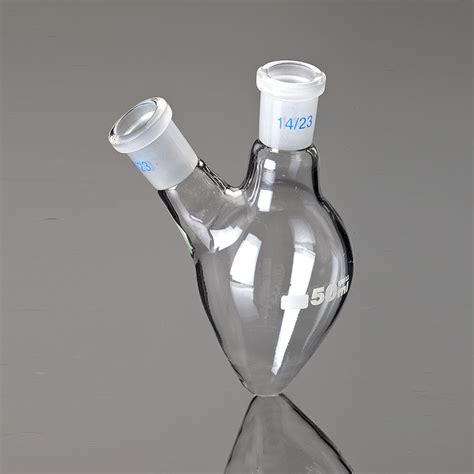 Quickfit Flask Pear Shaped With Tow Necks 50ml 14 23 14 23 Eduscience Video Gallery