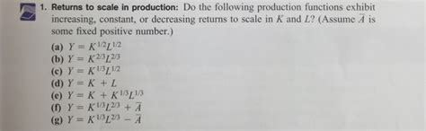 solved returns to scale in production do the following
